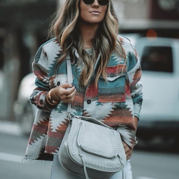 Sweaters | Multi Colored Aztec Women Jacket Blazer Oversized Shacket ...